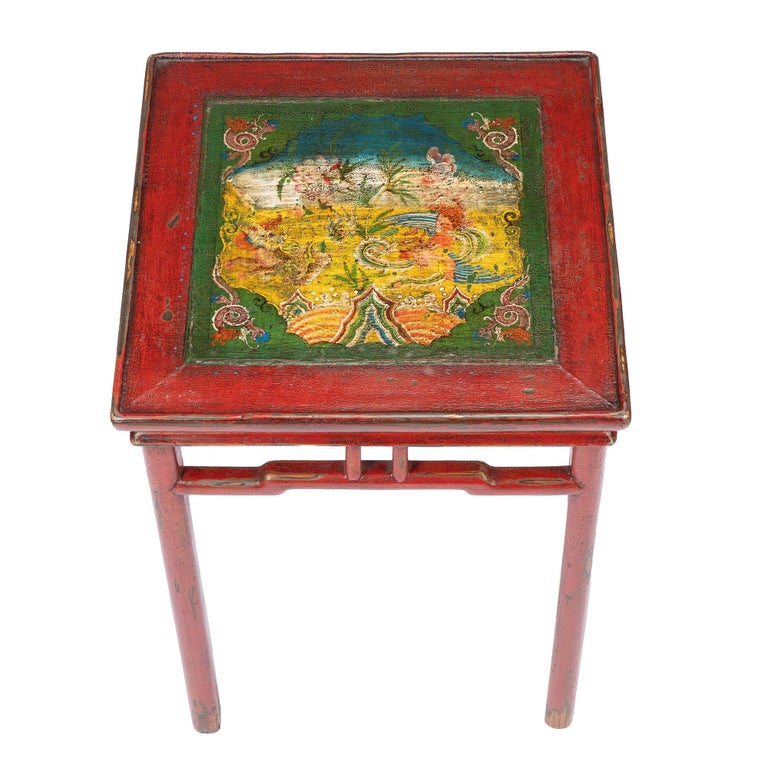 Tibetan Red Lacquered Side Table '1910' For Sale at 1stDibs