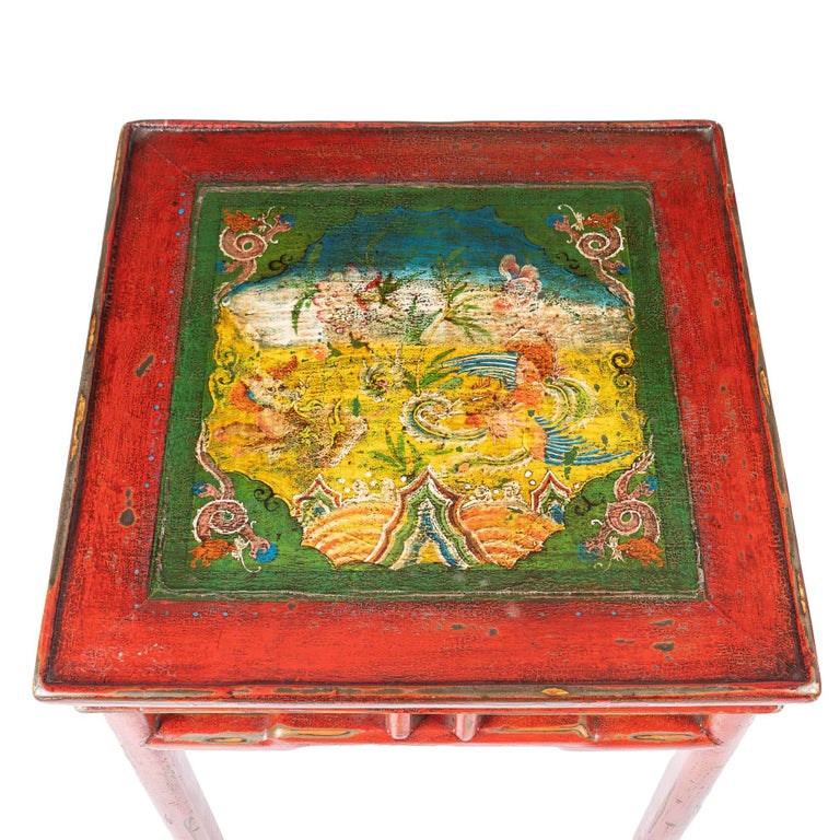 Tibetan Red Lacquered Side Table '1910' For Sale at 1stDibs
