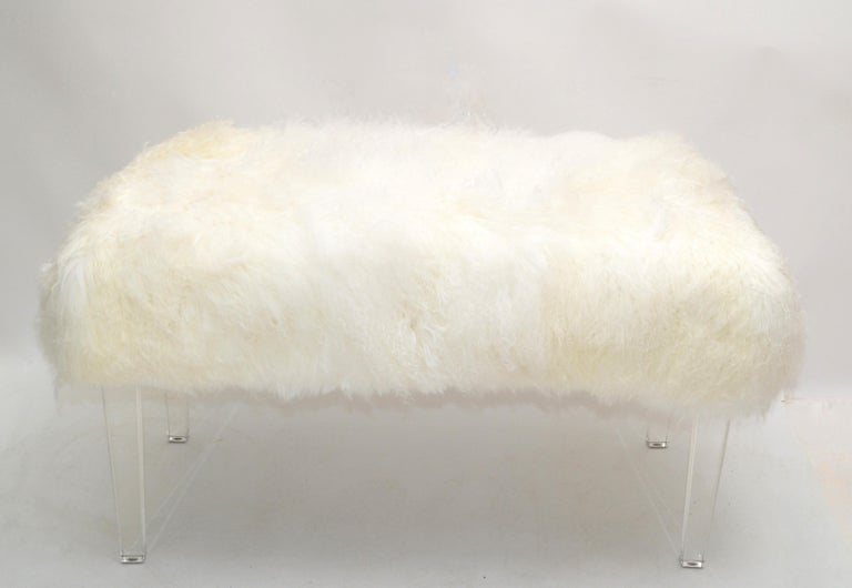 Tibetan Sheepskin Bench Lucite Tapered Legs Mid-Century Modern, 1970 ...