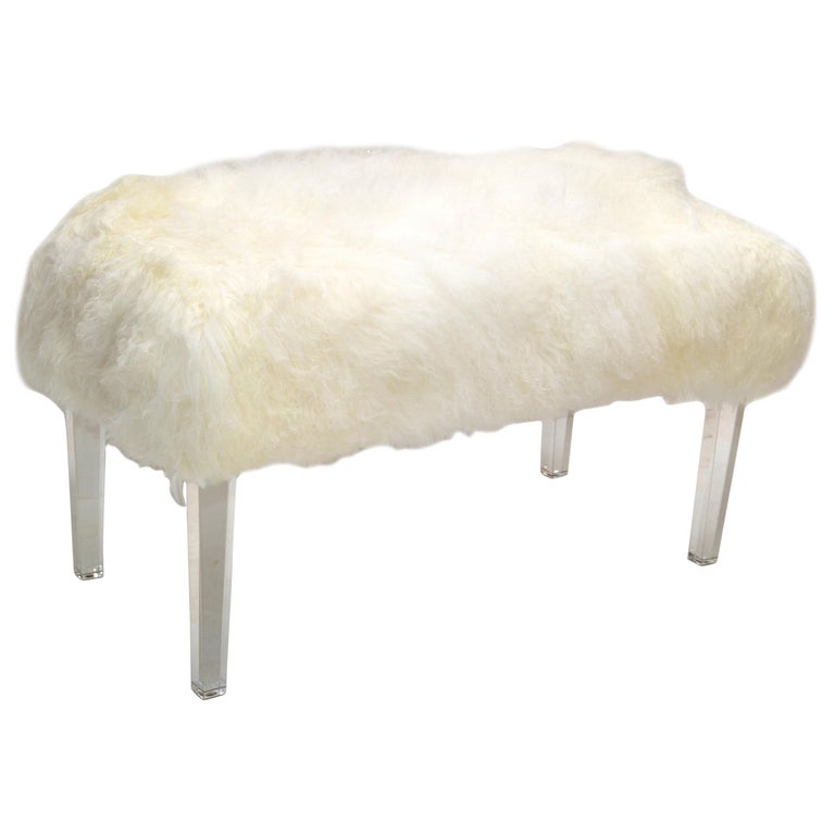 Tibetan Sheepskin Bench Lucite Tapered Legs Mid-Century Modern, 1970 ...