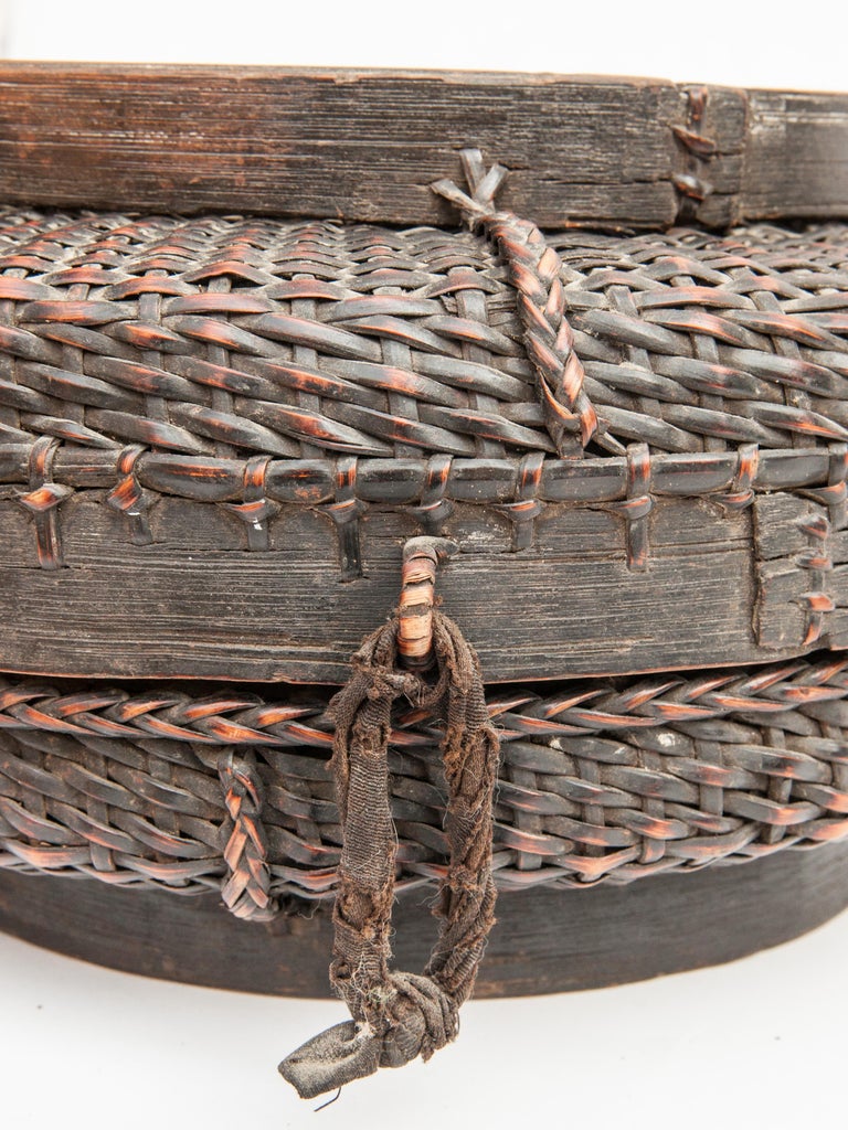 Tibetan Style Tribal Food Basket with Lid from Tibet or Bhutan, Mid ...