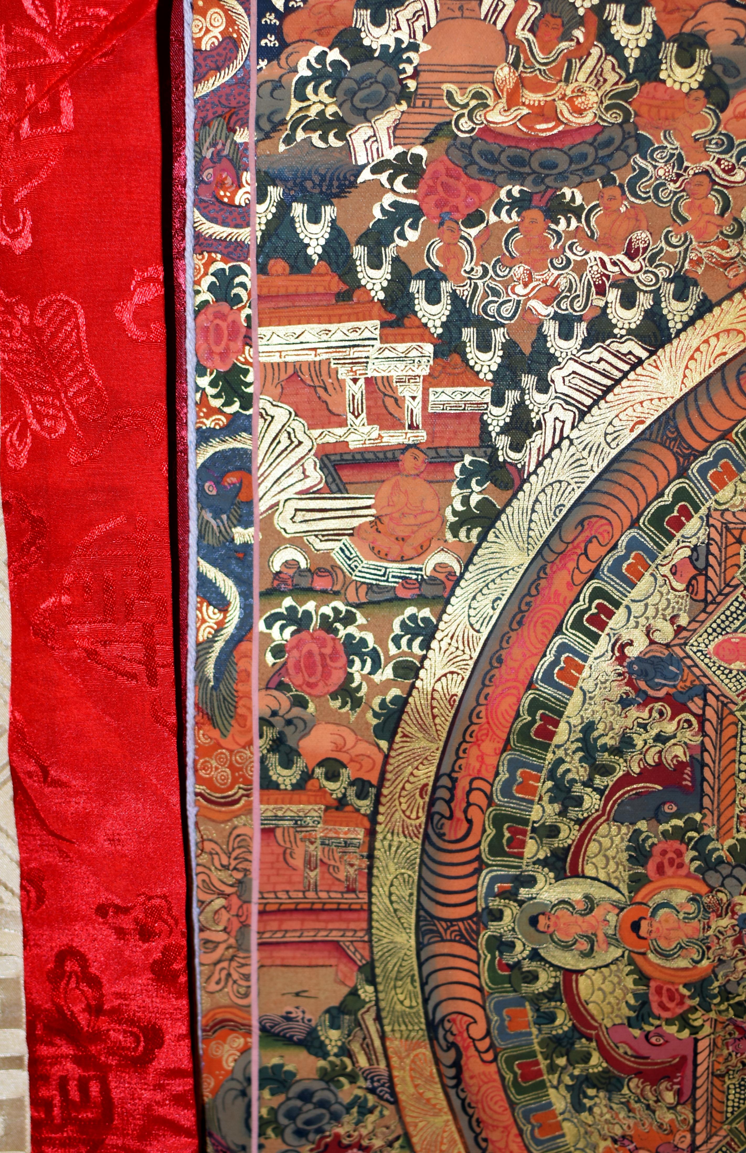 Tibetan Thangka of Teaching Hand Painted Gilded at 1stDibs