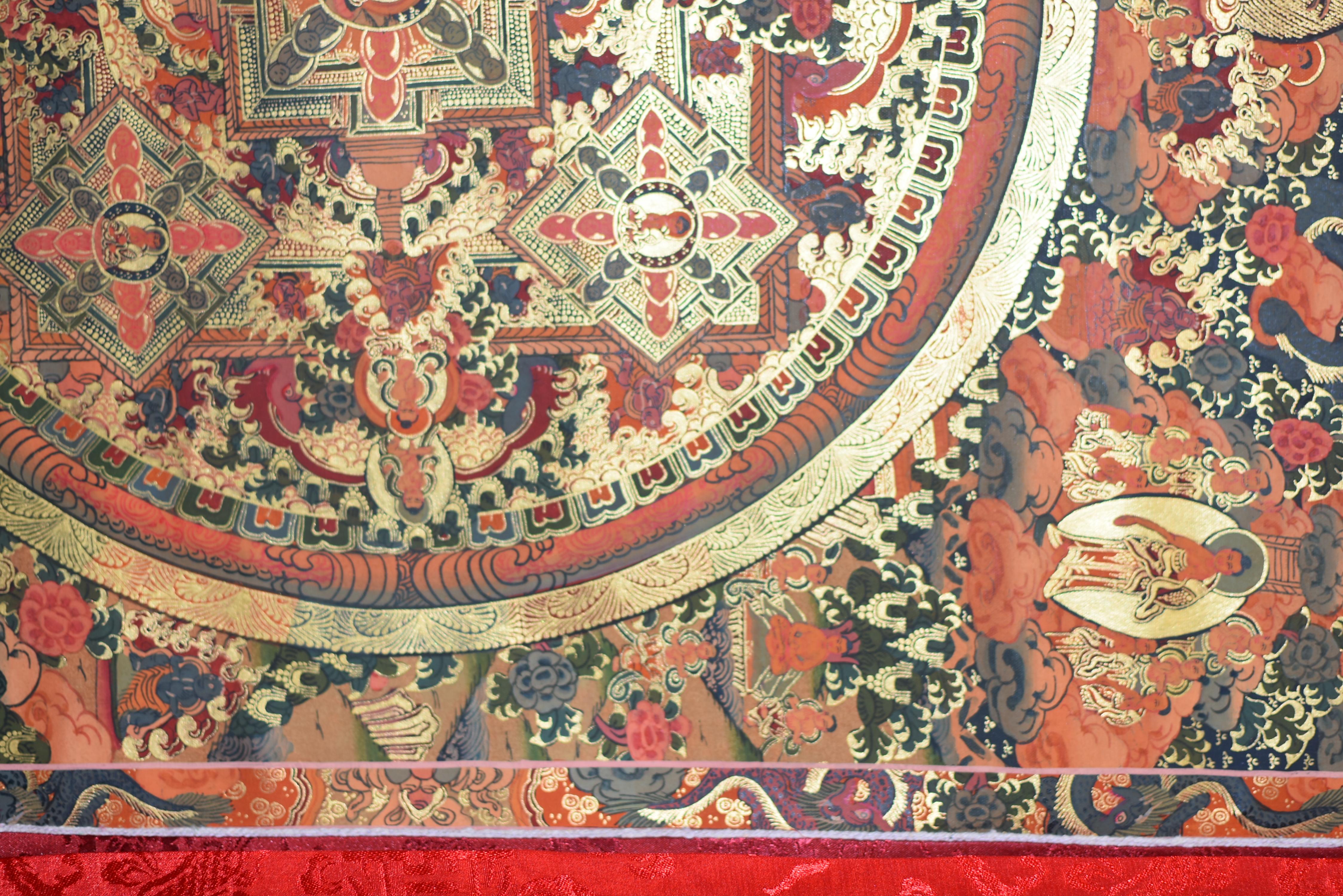 Tibetan Thangka of Teaching Hand Painted Gilded at 1stDibs