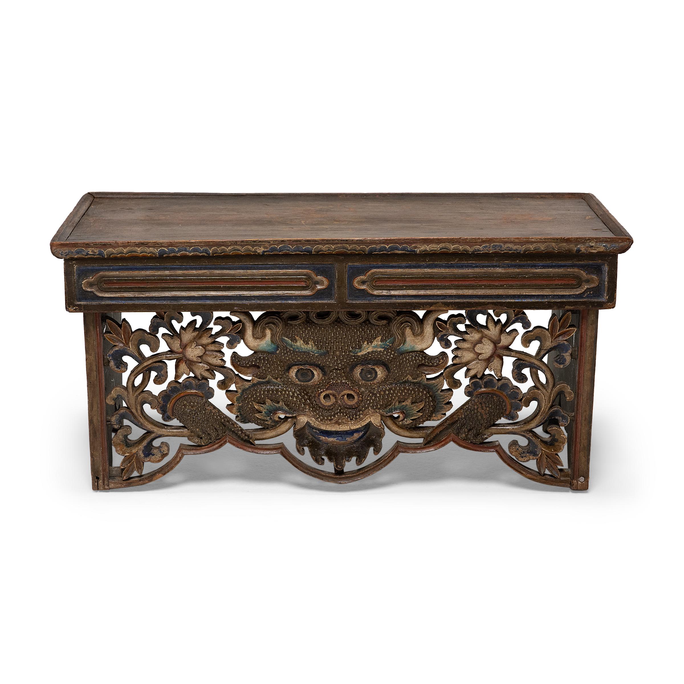 Tibetan Traveler's Table with Face of Glory, c. 1900 at 1stDibs