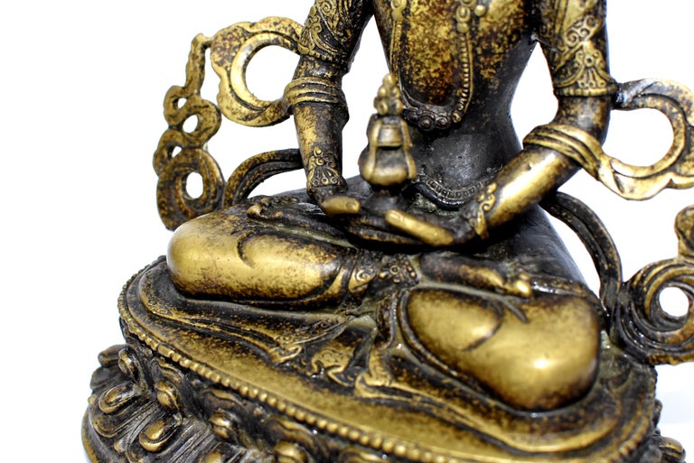 Tibetan Amitayus Buddha for Immortality Mottled Gold Finish at 1stDibs
