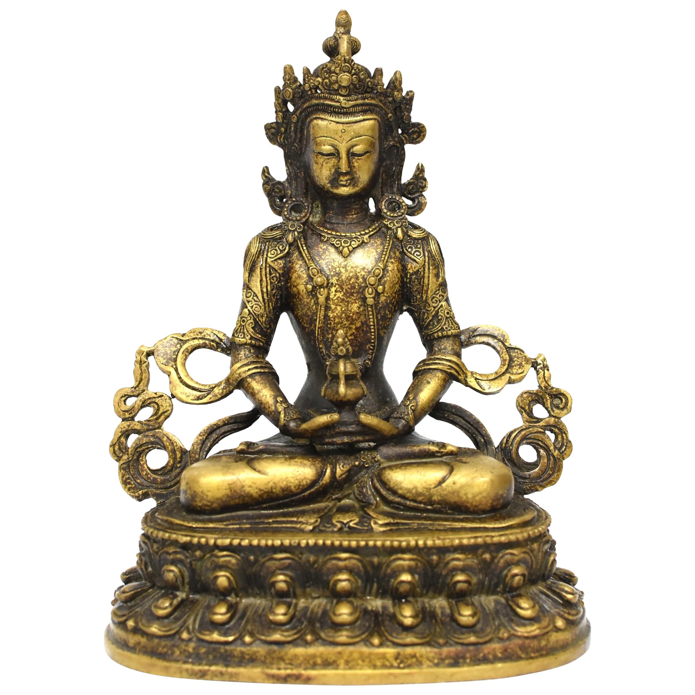 Tibetan Amitayus Buddha for Immortality Mottled Gold Finish at 1stDibs