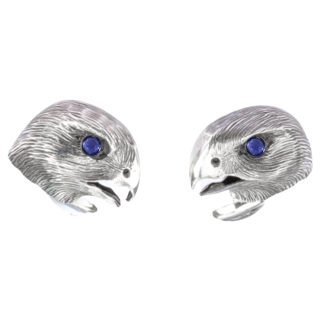 Tichu Yellow Sapphire Eagle Face Cufflink in Sterling Silver For Sale ...