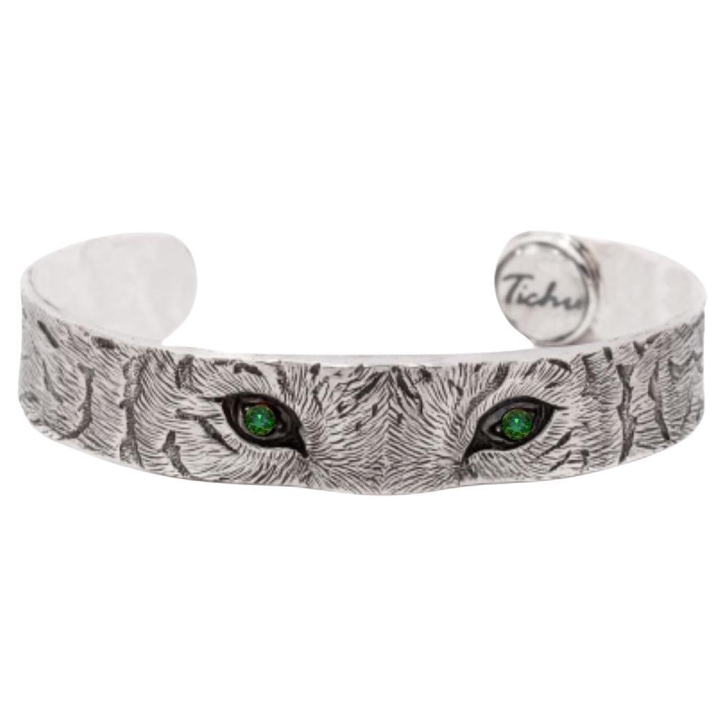 Emerald Tiger Eye Cuff in Sterling Silver and Crystal Quartz For Sale ...