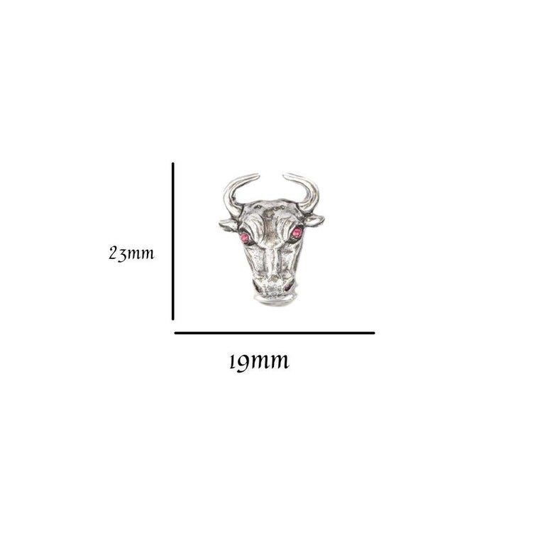 Tichu Ruby and Crystal Bull Face Cufflink in Sterling Silver For Sale ...