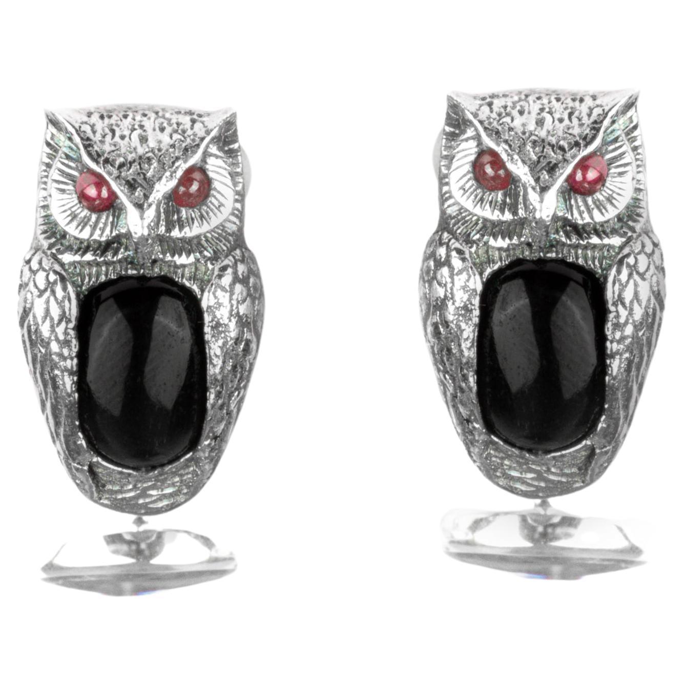 1890 Sterling Silver Owl and Beetle Cufflinks For Sale at 1stDibs | owl ...