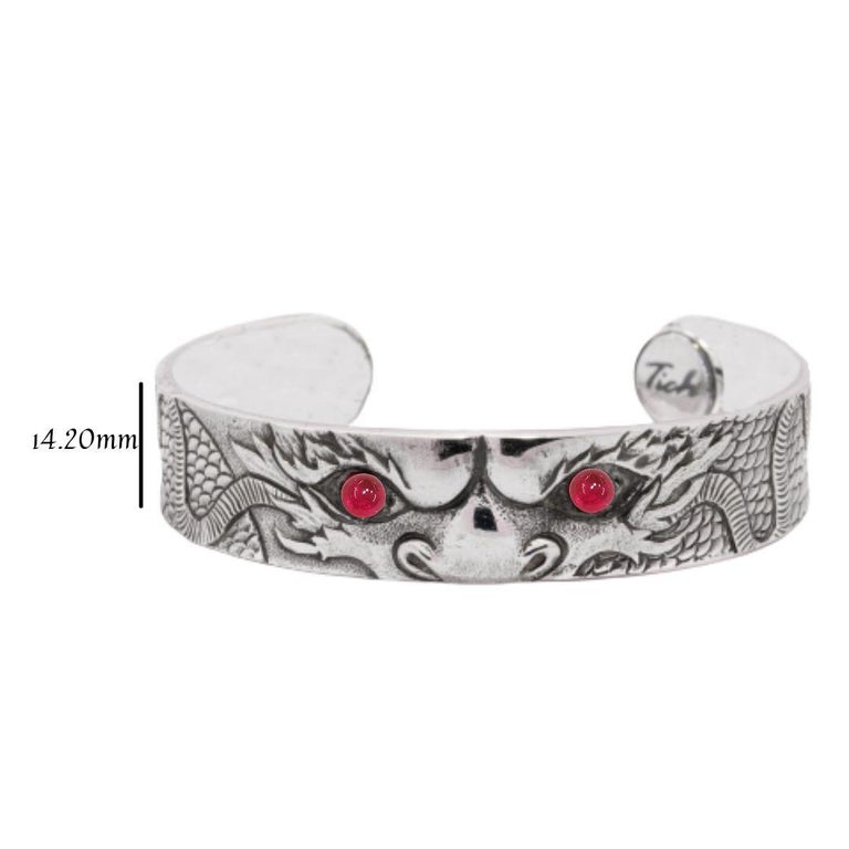 Ruby Dragon Eye Cuff Sterling Silver and Crystal Quartz For Sale at 1stDibs