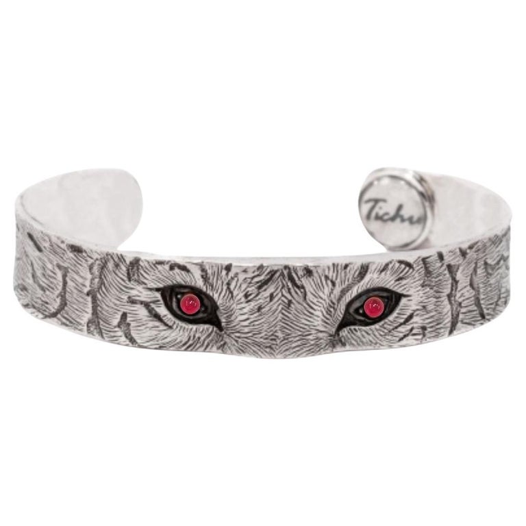 Tichu Ruby Tiger Eye Cuff in Sterling Silver and Crystal Quartz Size M ...