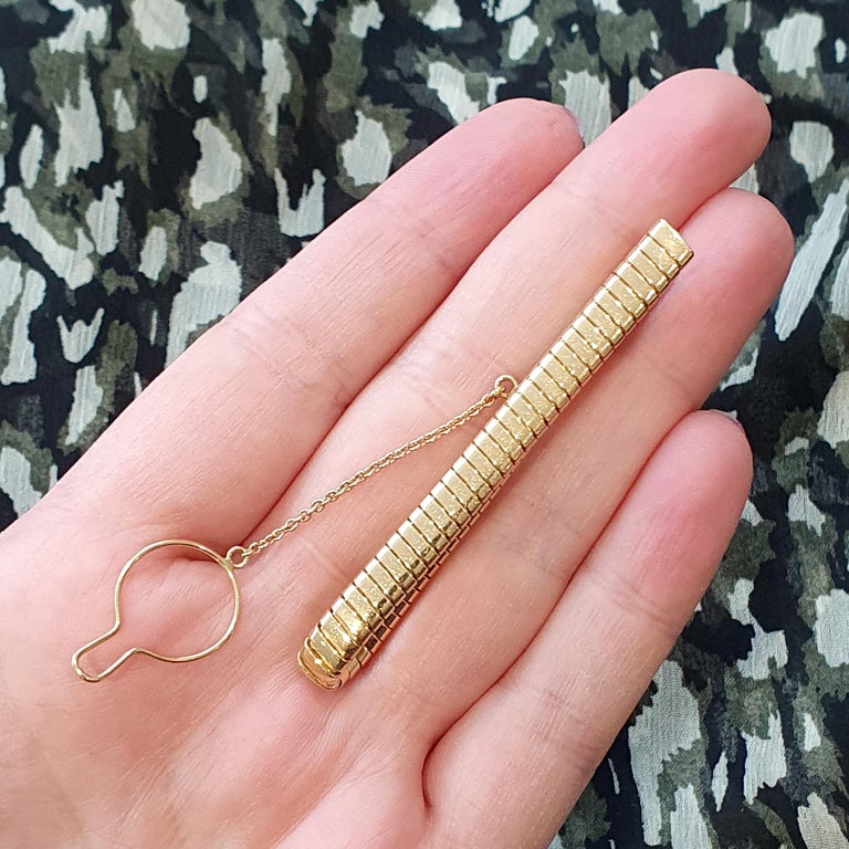 Tie Pin Gas pipe Yellow Gold 18 Karat, 1970s For Sale at 1stDibs