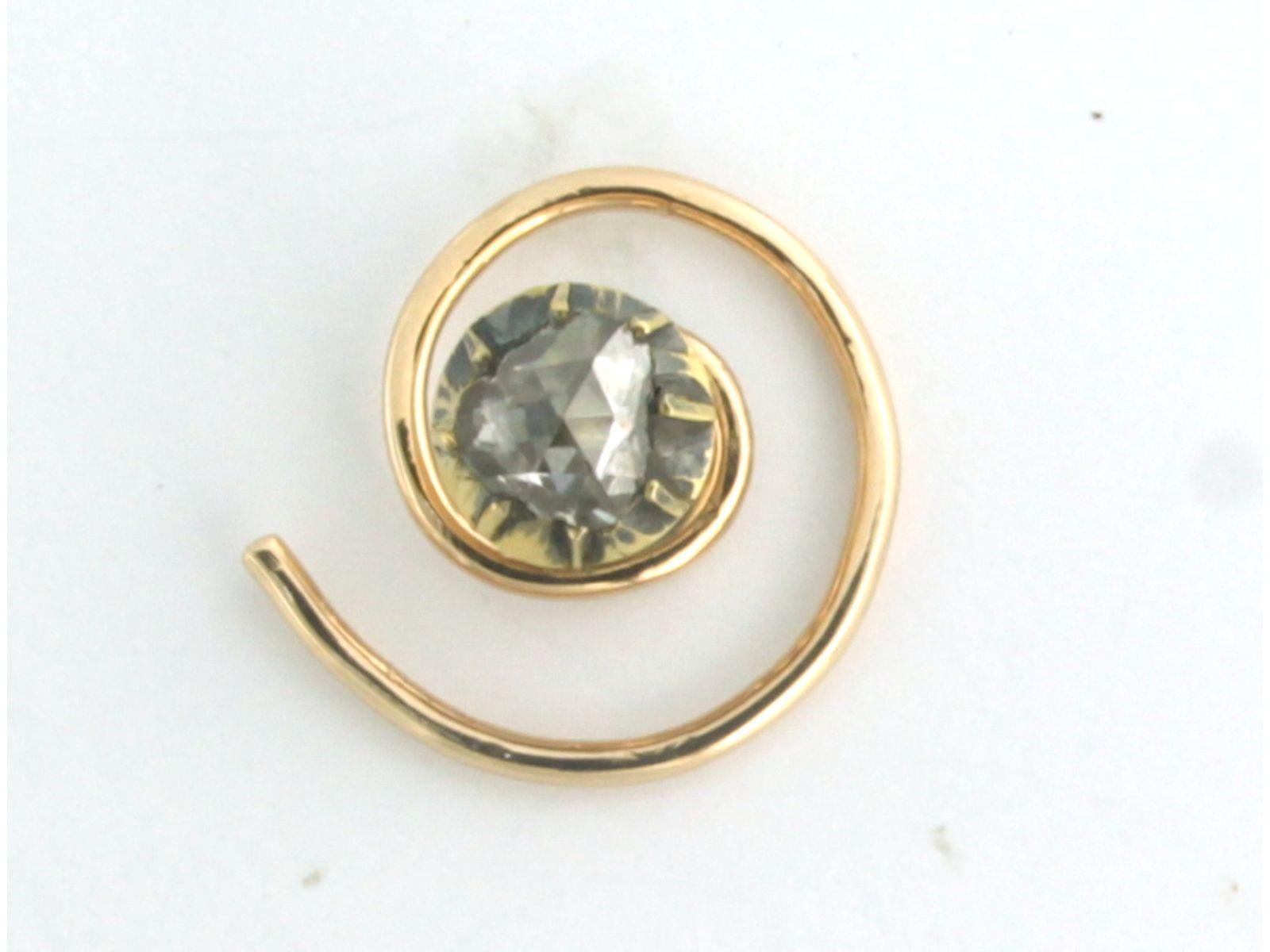 Tie Pin set with diamond 14k pink gold For Sale at 1stDibs