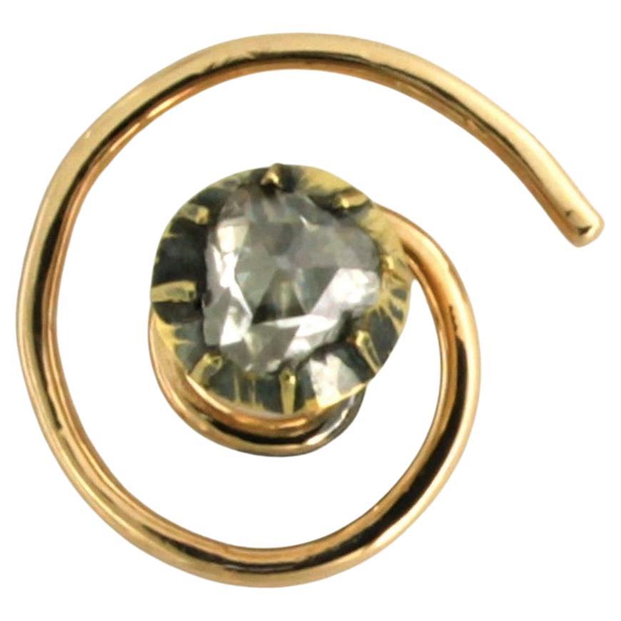 Tie Pin set with diamond 14k pink gold For Sale at 1stDibs