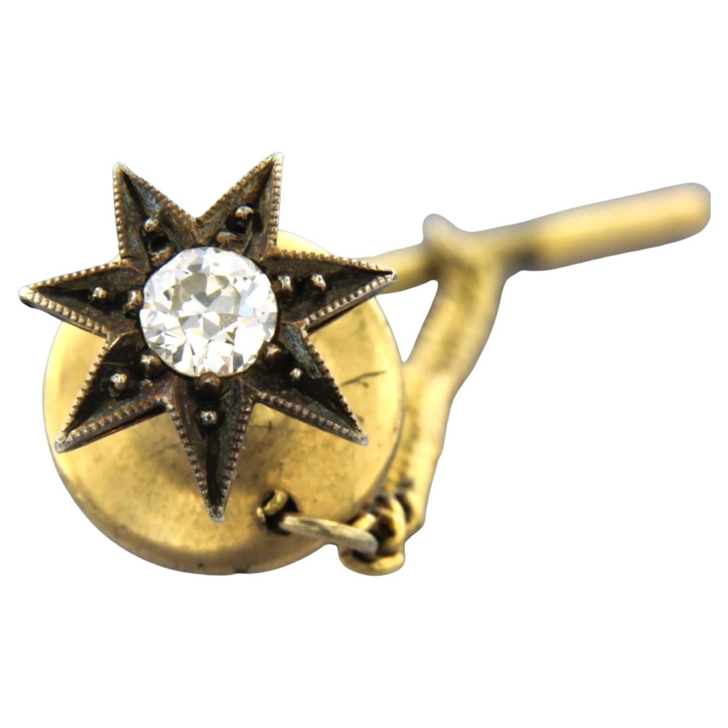 Tie Pin with Diamonds 14k yellow gold For Sale at 1stDibs