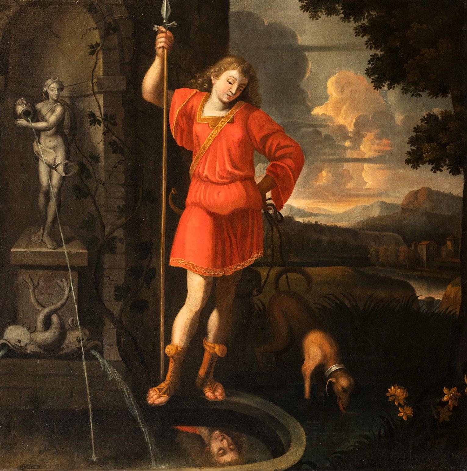 Narcissus Allegrain Paint Oil on canvas Old master 17/18th Century French Paris For Sale at 1stDibs