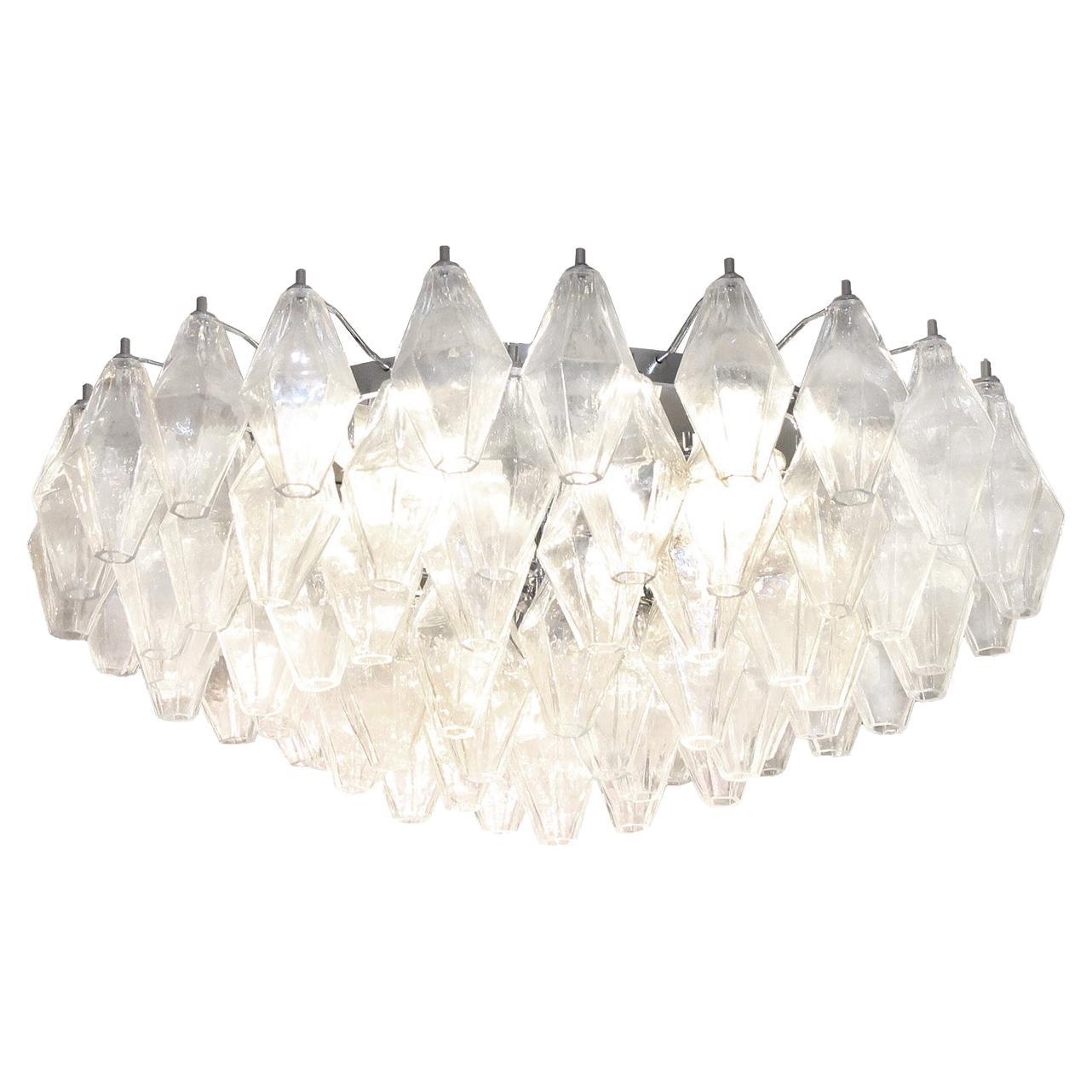 Mazzega Murano Ice Glass Light Fixture 1970s For Sale at 1stDibs