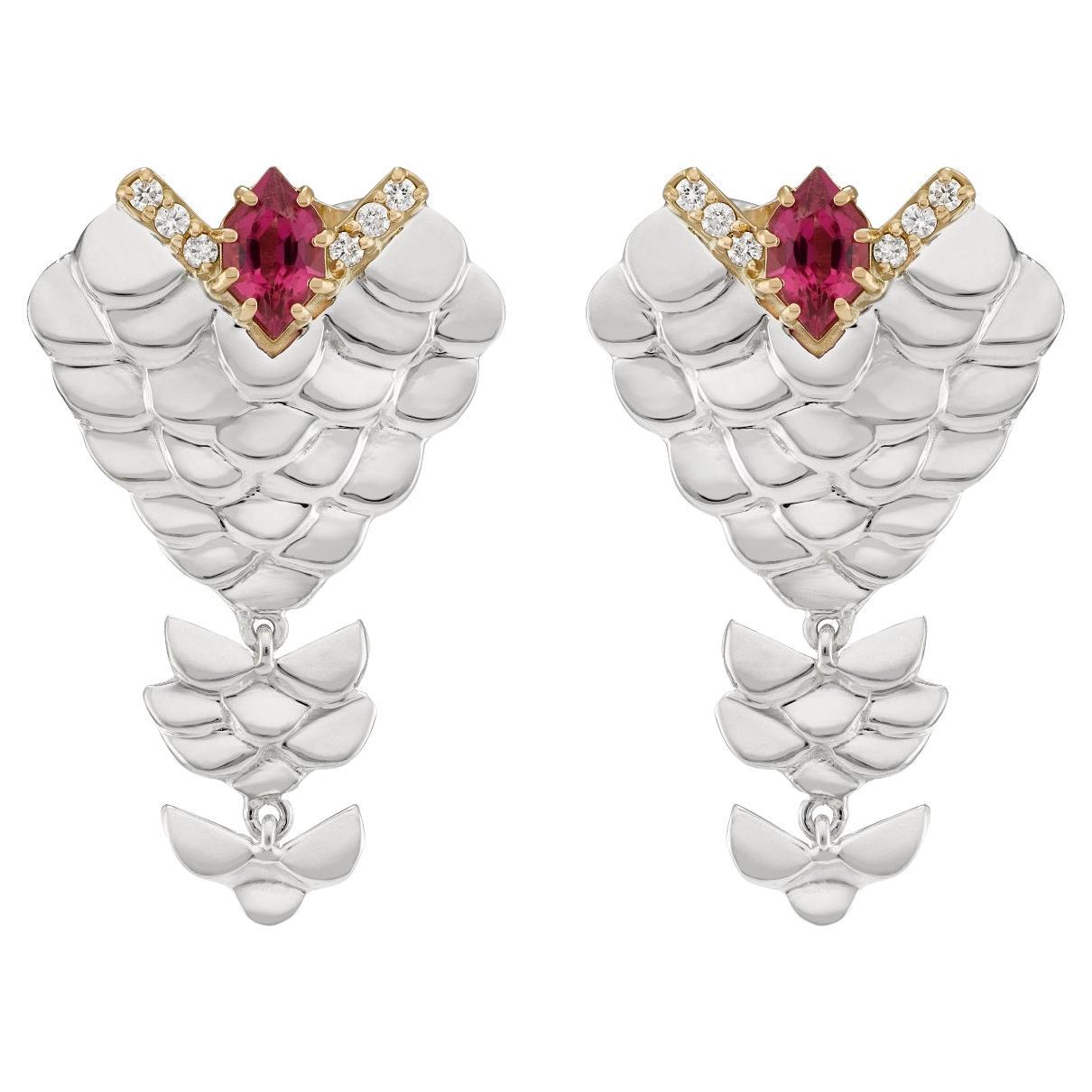 Tiered scale earrings For Sale at 1stDibs