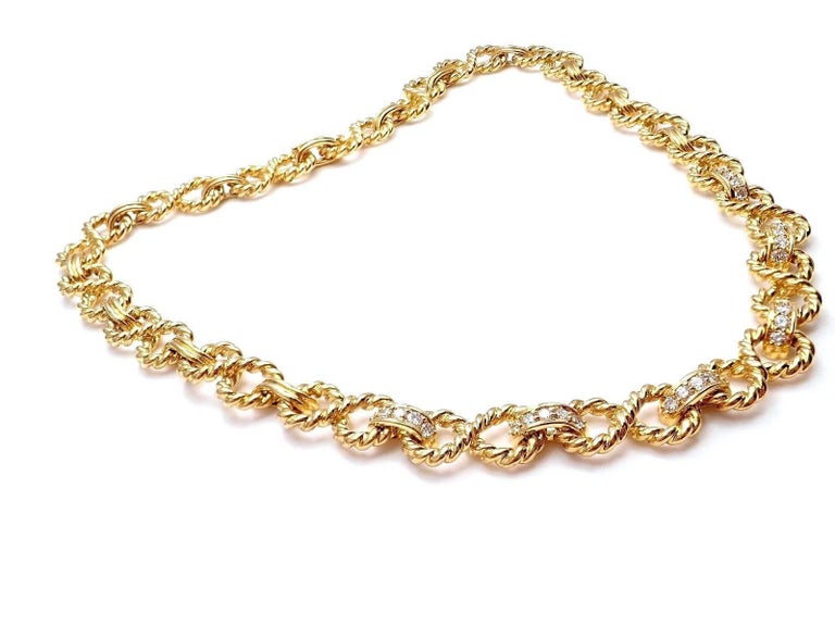 Tiffany and Co. Diamond Figure Eight Rope Yellow Gold Link Necklace For ...