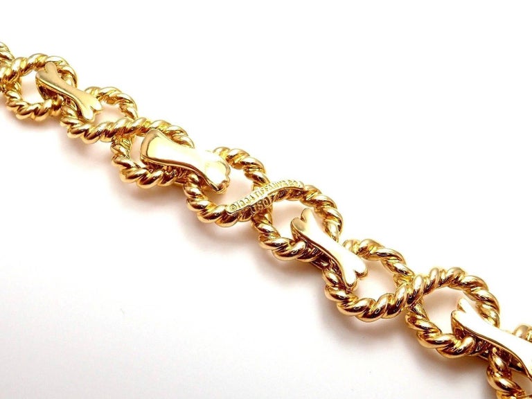 Tiffany and Co. Diamond Figure Eight Rope Yellow Gold Link Necklace For ...