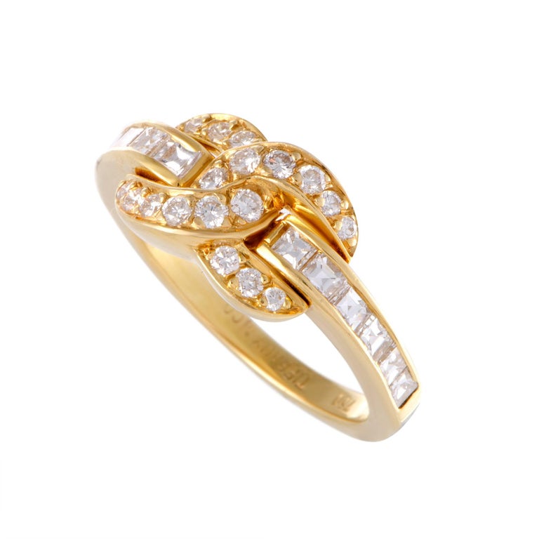 Tiffany and Co. Diamond Pave Interlocking Gold Ring at 1stDibs
