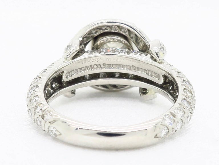Tiffany and Co. Schlumberger Signature Diamond Platinum Engagement Ring ...