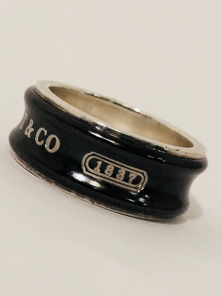 Tiffany and Co. Sterling Silver and Titanium Band Ring For Sale at 1stdibs