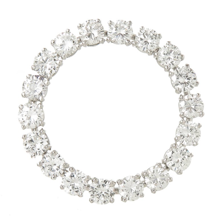 Tiffany and Company Diamond Platinum Large Circle Brooch at 1stDibs