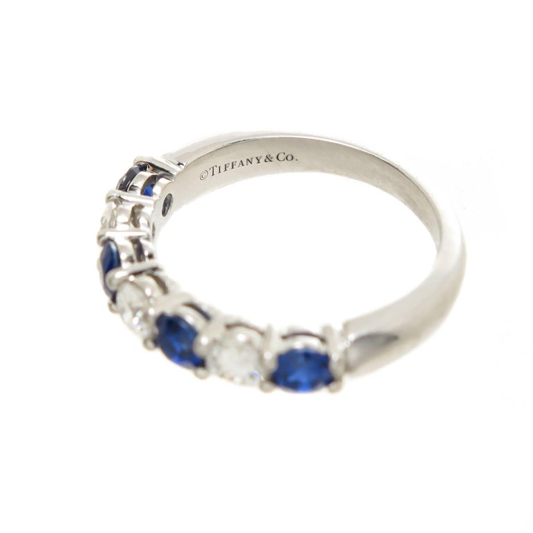 Tiffany and Company Platinum Diamond and Sapphire Embrace Band Ring at 1stDibs