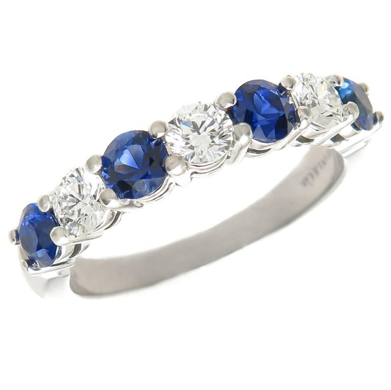 Tiffany and Company Platinum Diamond and Sapphire Embrace Band Ring at 1stDibs