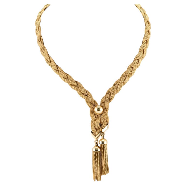 Tiffany and Co. 14K Gold Braided Rope Necklace at 1stDibs