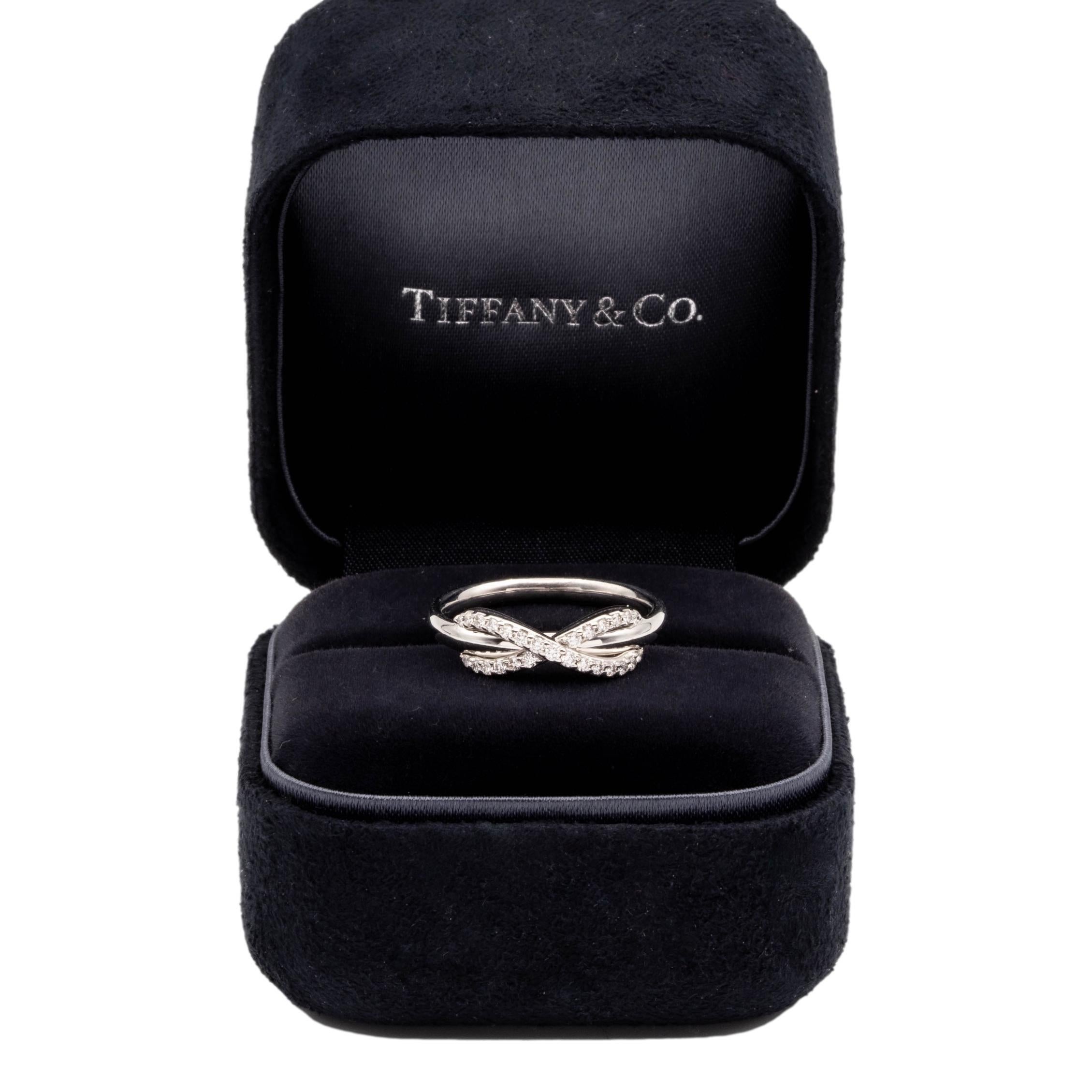 Tiffany and Co. 18 Karat White Gold .13 ct Diamond Infinity Ring at ...