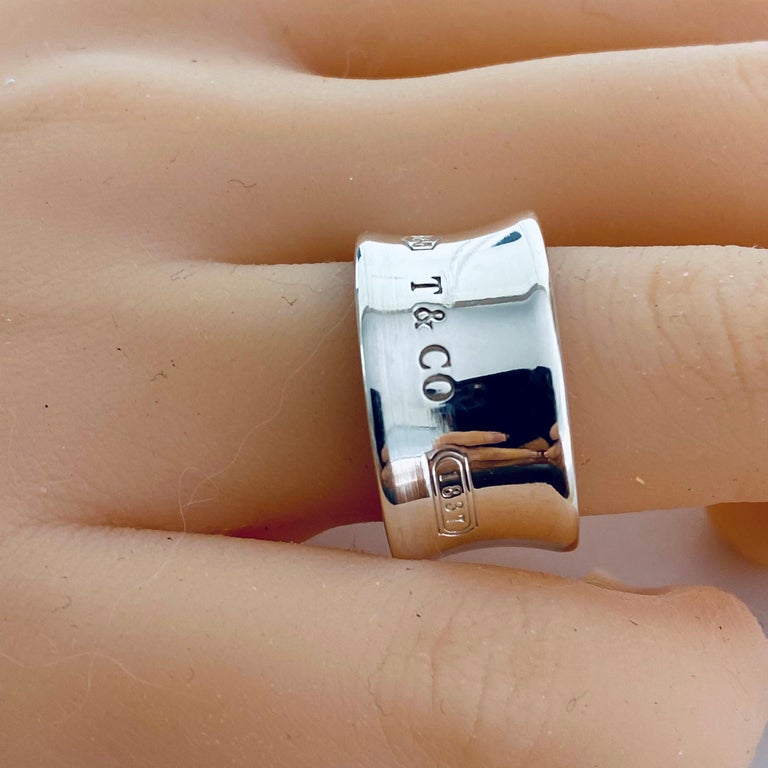 Tiffany and Co. 1837 Wide Sterling Silver Band Ring For Sale at 1stDibs