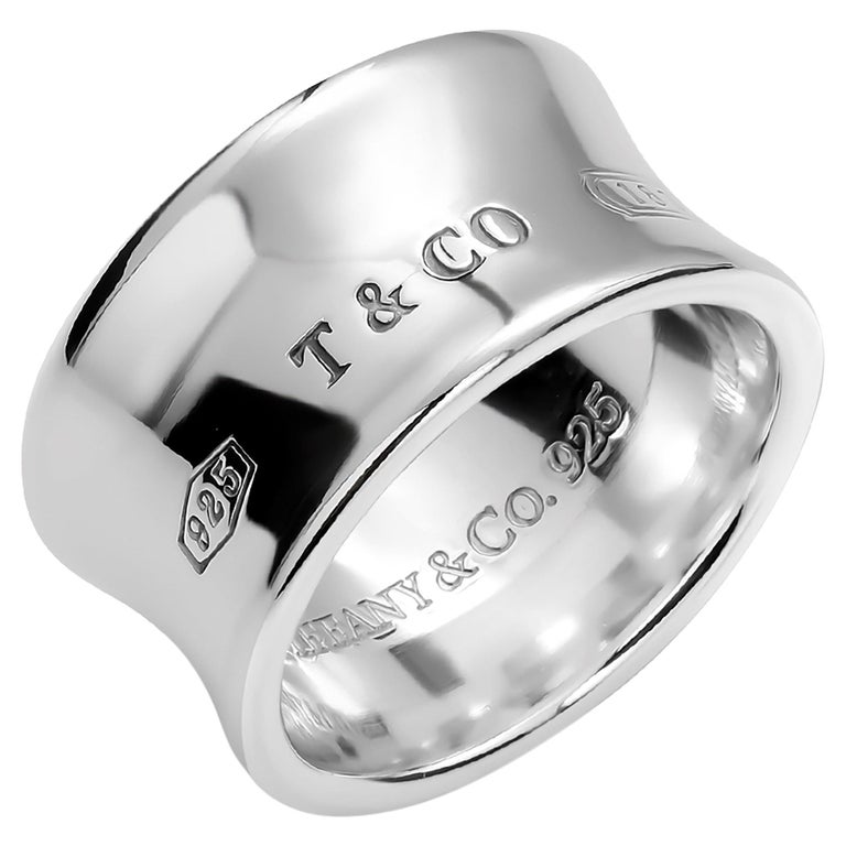 Tiffany and Co. 1837 Wide Sterling Silver Band Ring For Sale at 1stDibs