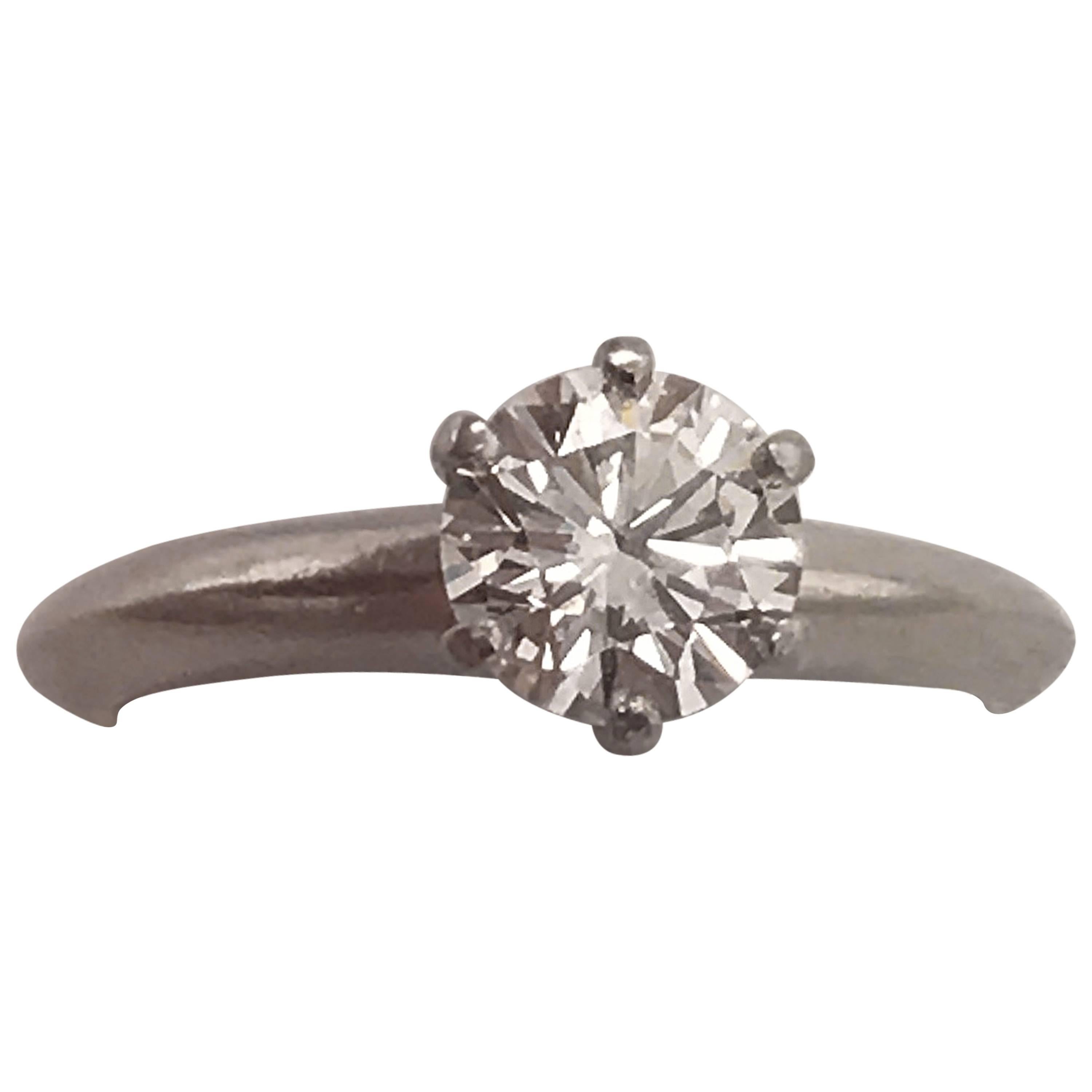 Tiffany and Co. .82 Carat Round Brilliant Cut Diamond Platinum ...