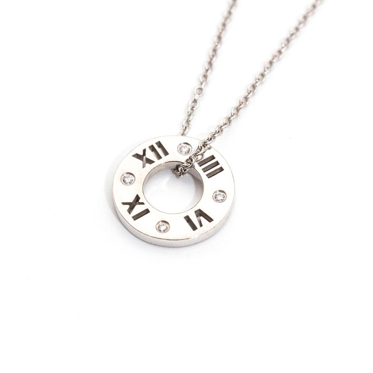 Tiffany and Co. Atlas Diamond Pierced Pendant in 18 Carat White Gold ...