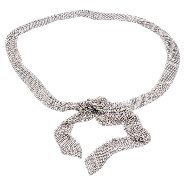 Tiffany and Co Elsa Peretti Sterling Silver Tie Mesh Scarf For Sale at ...