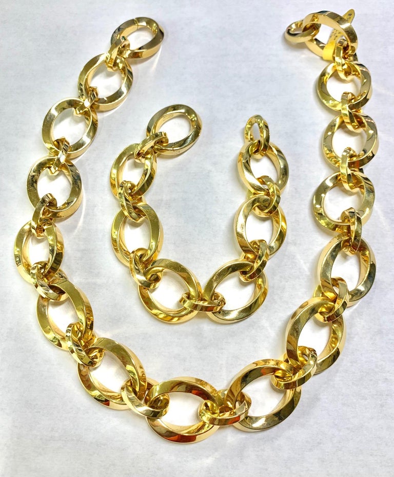 Tiffany and Co. Gold Chain Necklace and Bracelet Combo For Sale at 1stDibs