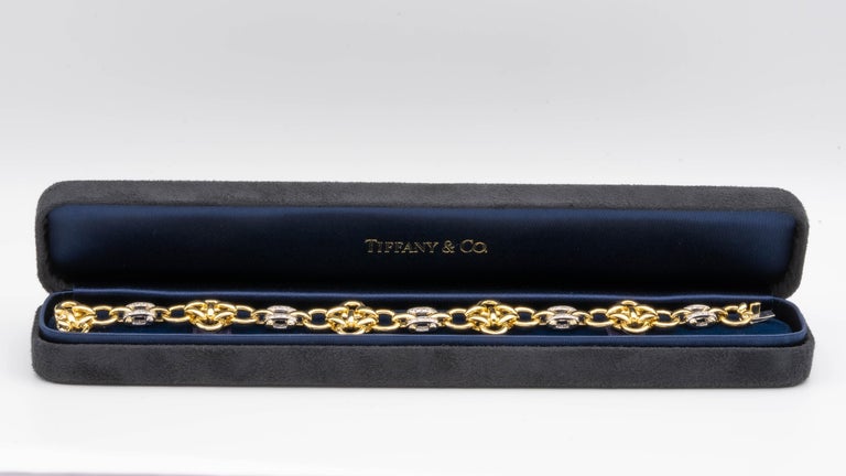 Tiffany and Co. Italy 18K Yellow Gold Heavyweight Link + Diamond ...