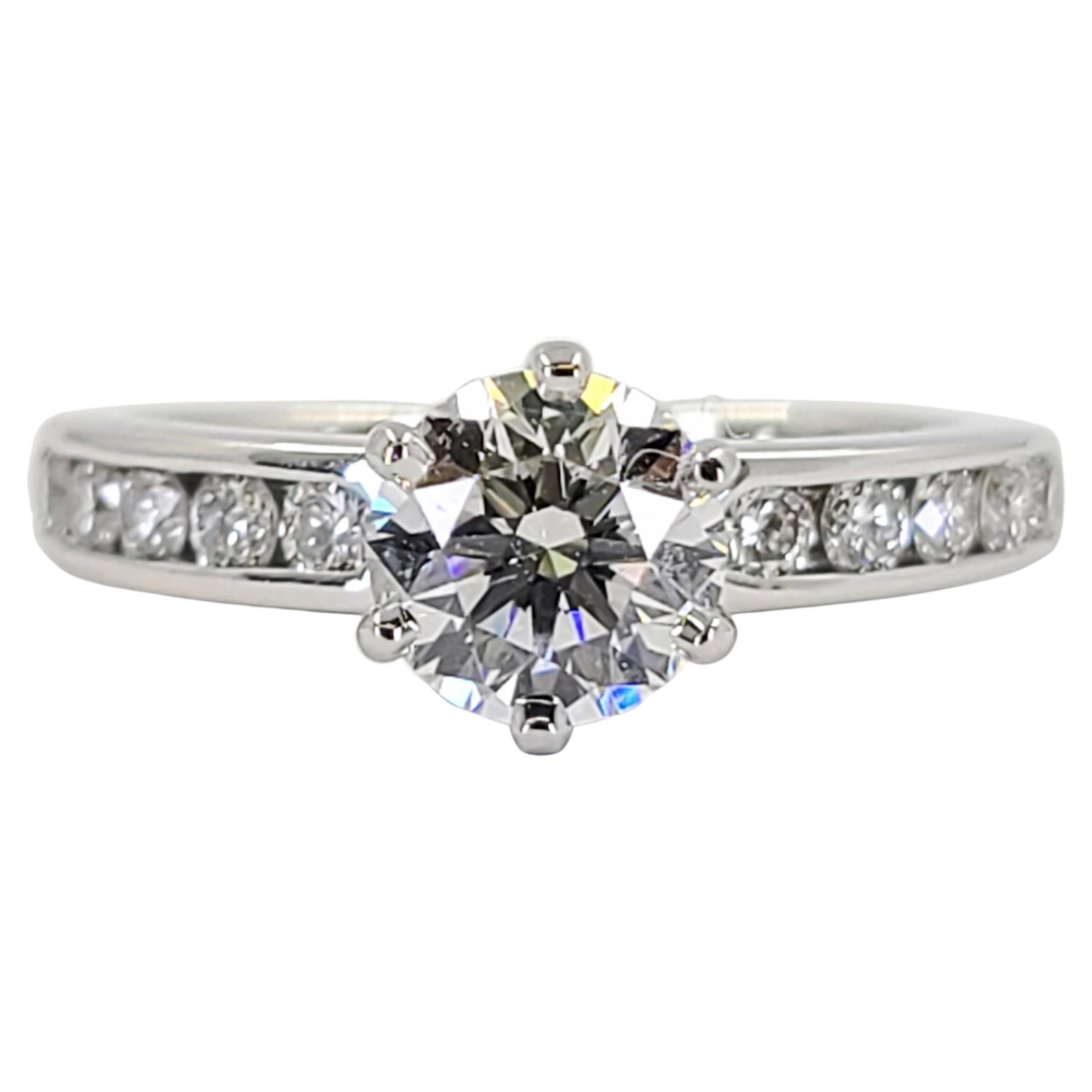 Tiffany Round Brilliant Three Stone Diamond Platinum Ring For Sale at ...