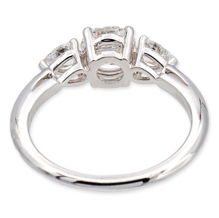 Tiffany and Co. Platinum Three-Stone Round Pear Shape Diamond ...