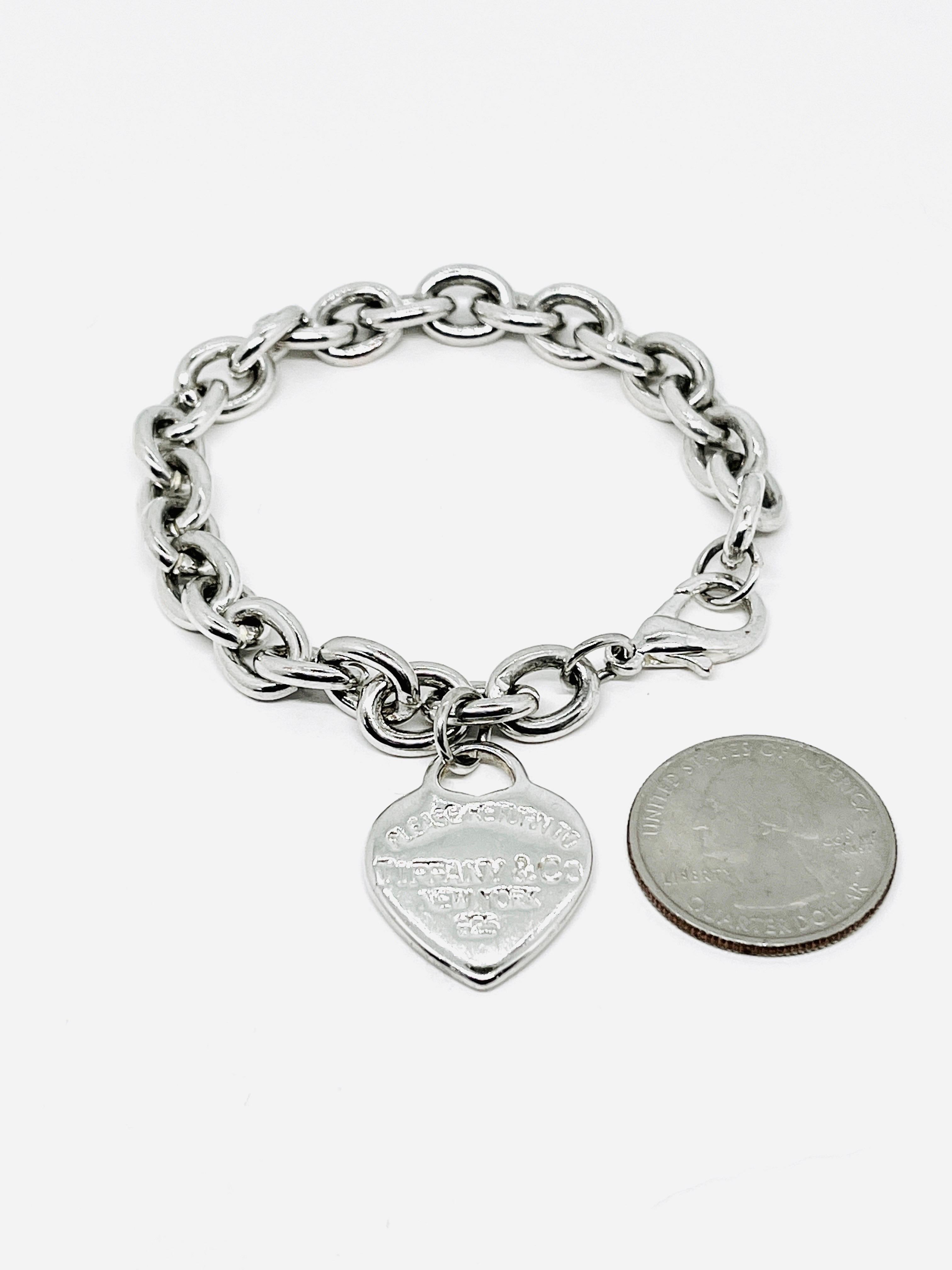 Tiffany and Co "Return To" Heart Tag Sterling 925 Chain Bracelet For ...