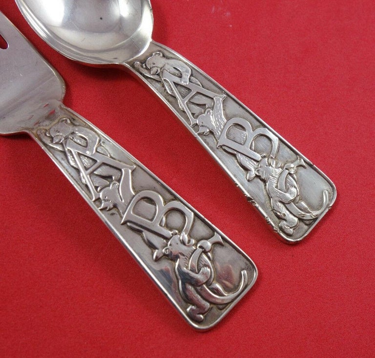 Tiffany and Co Sterling Silver Baby Set ABC with Teddy Bear 2-Piece For ...