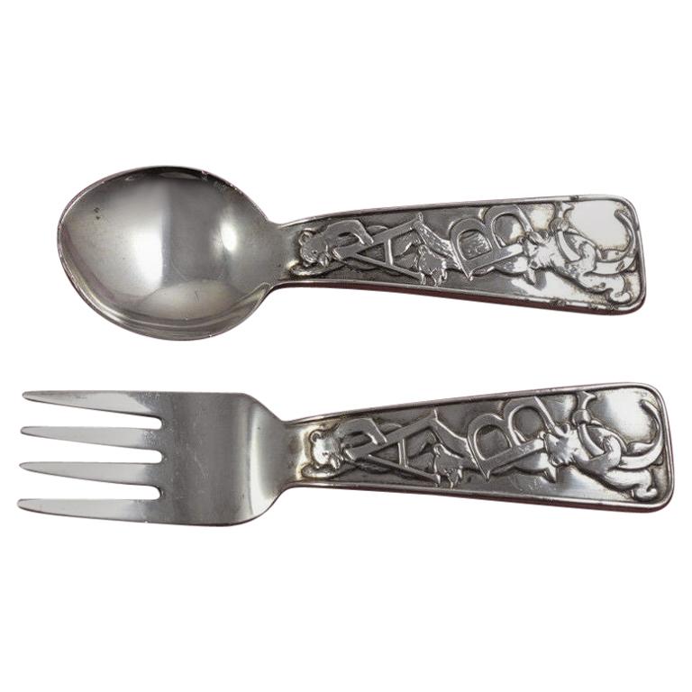 Tiffany and Co Sterling Silver Baby Set ABC with Teddy Bear 2-Piece For ...