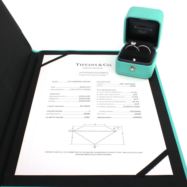 Tiffany and Co. True Diamond Engagement Ring Platinum and Matching ...