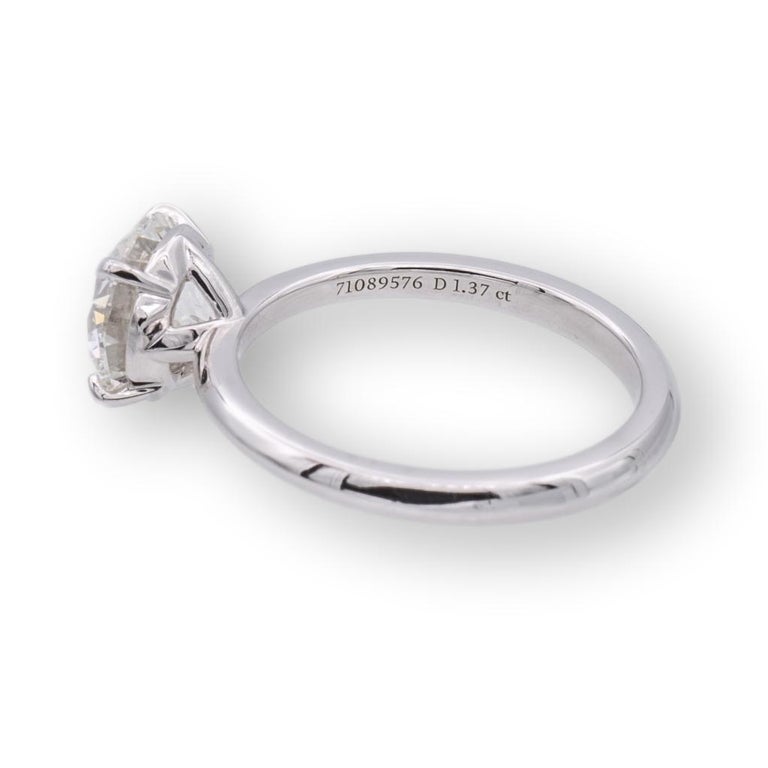 Tiffany and Co. True Platinum Round Diamond 1.37ct. HVVS1 Engagement ...