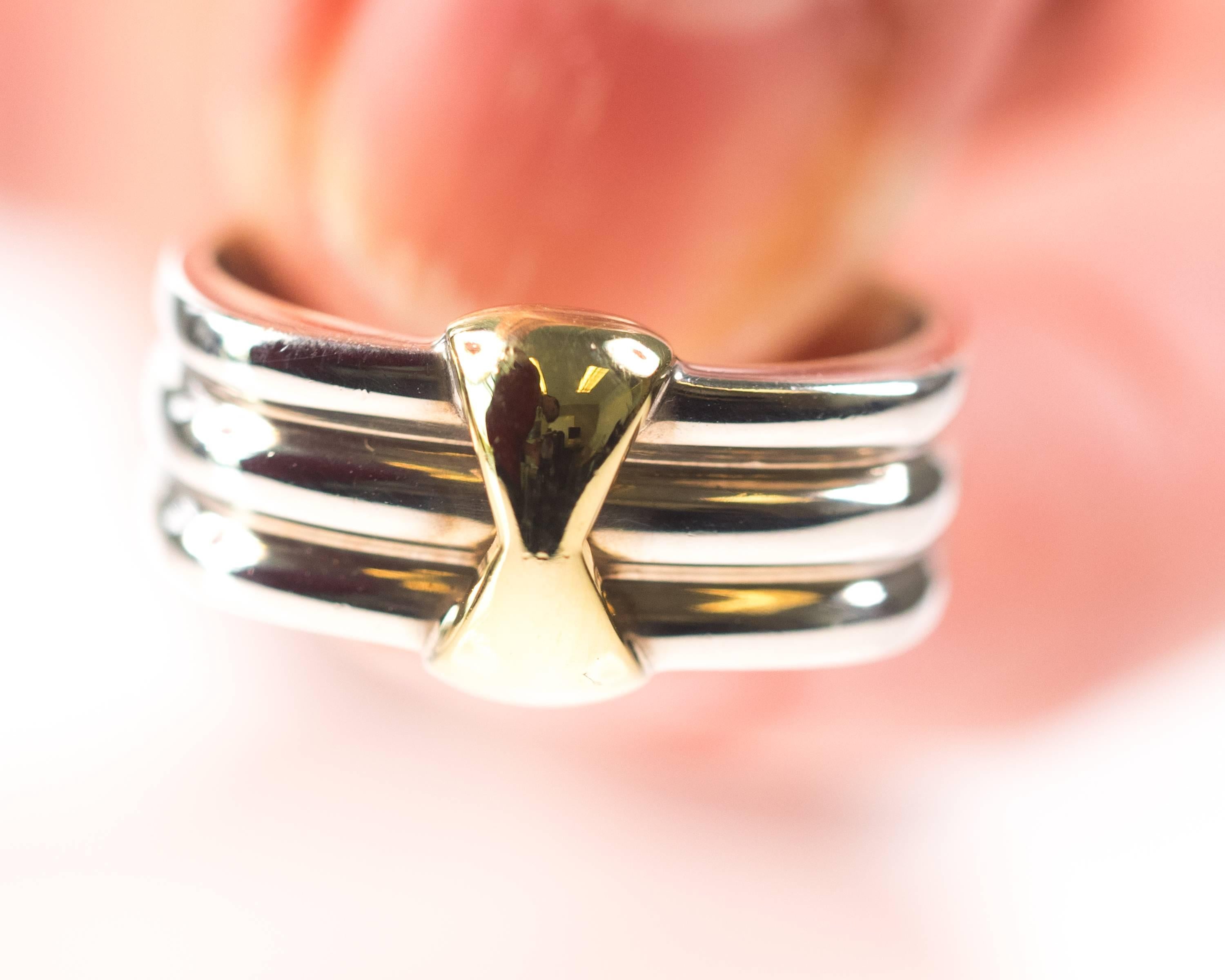 Tiffany and Co. Two-Tone 18 Karat White and Yellow Gold Ring For Sale at 1stDibs | tiffany two ...
