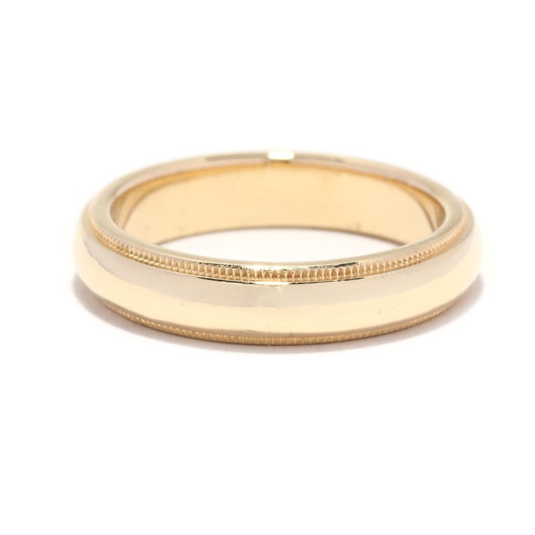 Tiffany and Company Milgrain Wedding Band, 18K Yellow Gold, Ring Size 6.25 For Sale at 1stDibs