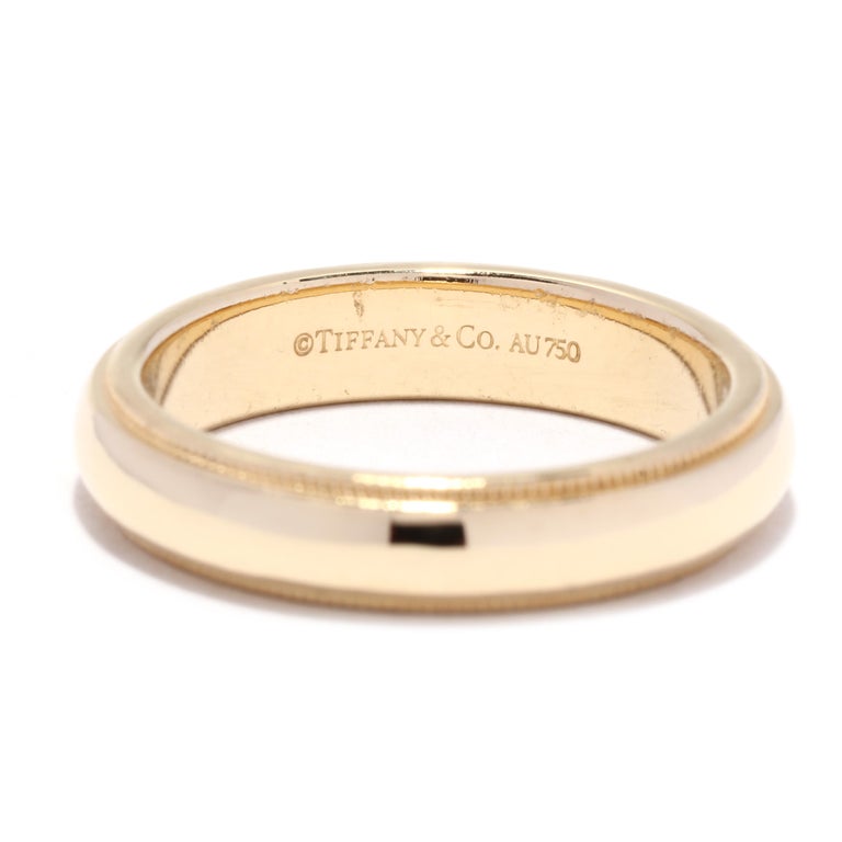 Tiffany and Company Milgrain Wedding Band, 18K Yellow Gold, Ring Size 6.25 For Sale at 1stDibs